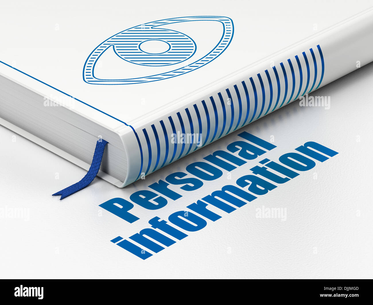 Safety concept: book Eye, Personal Information on white Stock Photo - Alamy