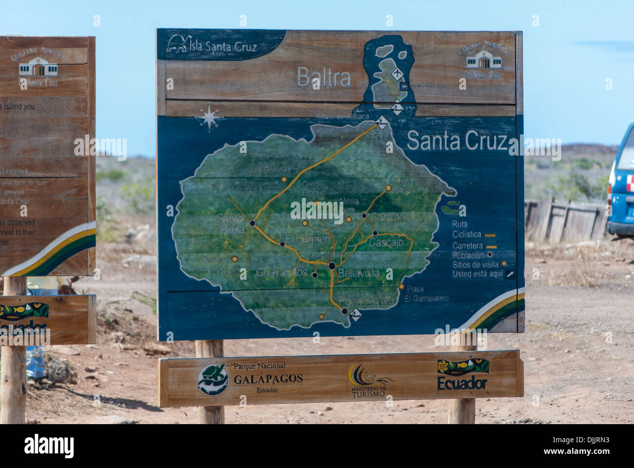 Public information map of the island of Santa Cruz Stock Photo - Alamy
