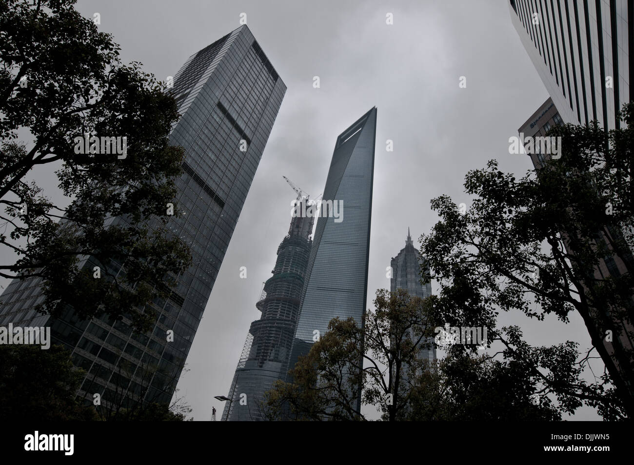 from left: 21st Century Tower, Shanghai Central Tower, Shanghai World ...