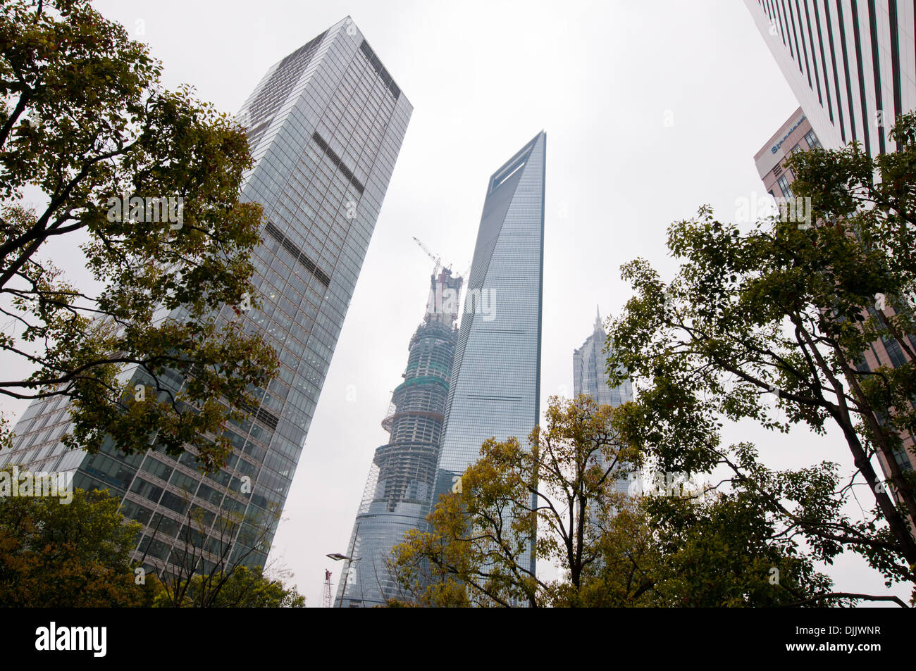 from left: 21st Century Tower, Shanghai Central Tower, Shanghai World ...