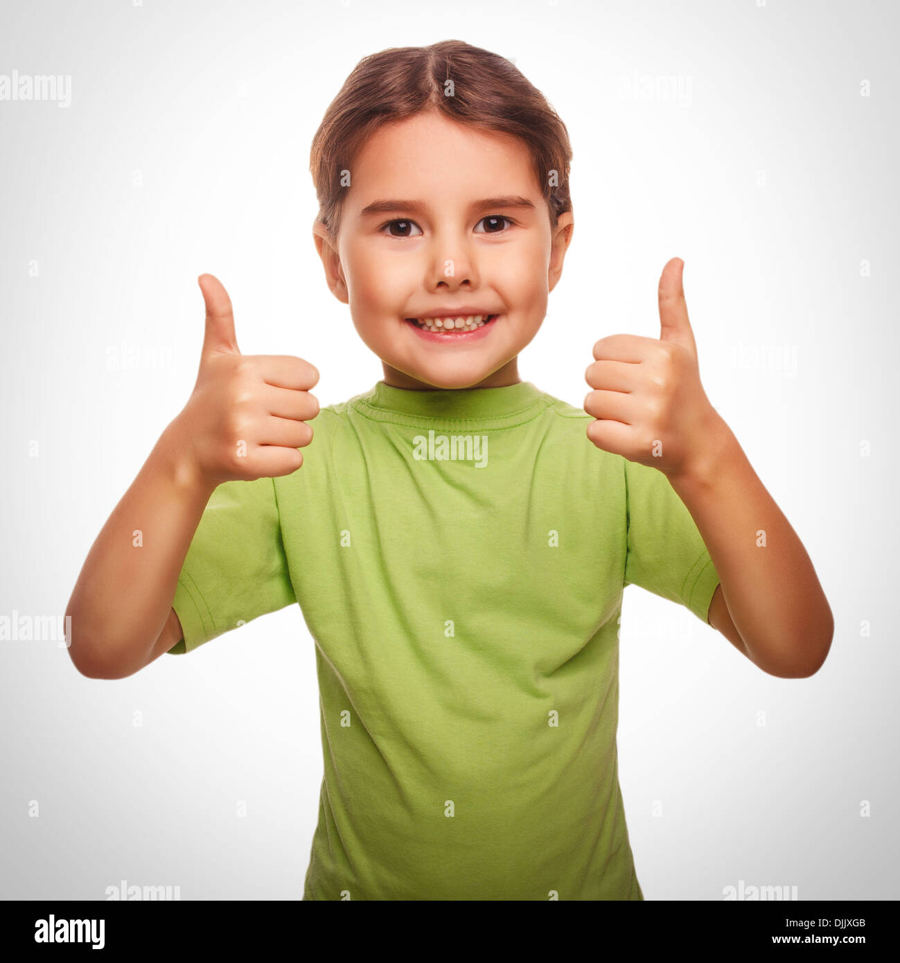 baby girl raised her thumbs up smiling symbol indicates yes emotions ...