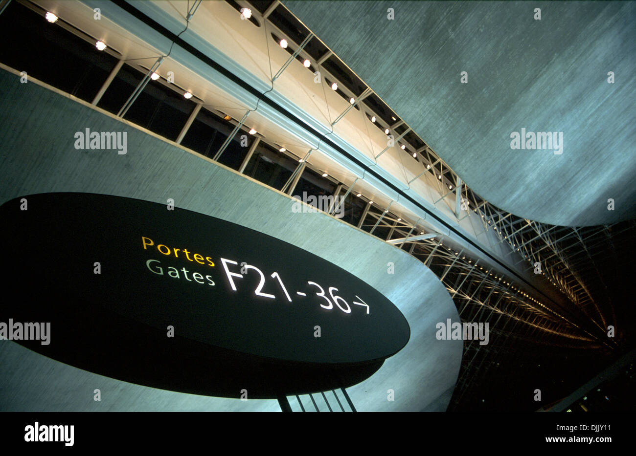 Gates F21 to F36 in Paris CDG Terminal 2F having a Concorde shape Stock ...