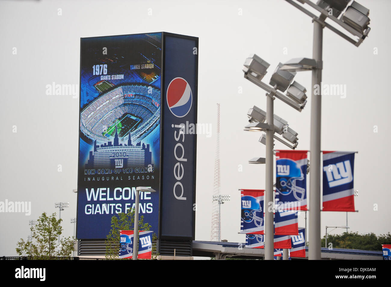 21 Aug, 2010: Signs welcome fans to the Giants first home game in their ...