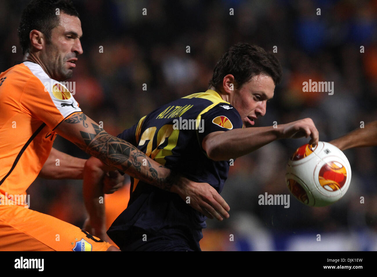 Nicosia, Cyprus. 28th Nov, 2013. Apoel FC player Marcelo Oliveira and ...