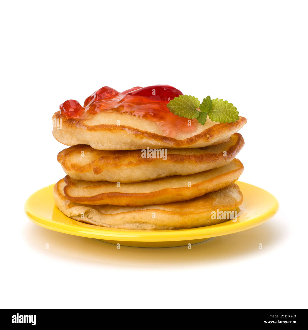 Pancakes stack on white background Stock Photo - Alamy