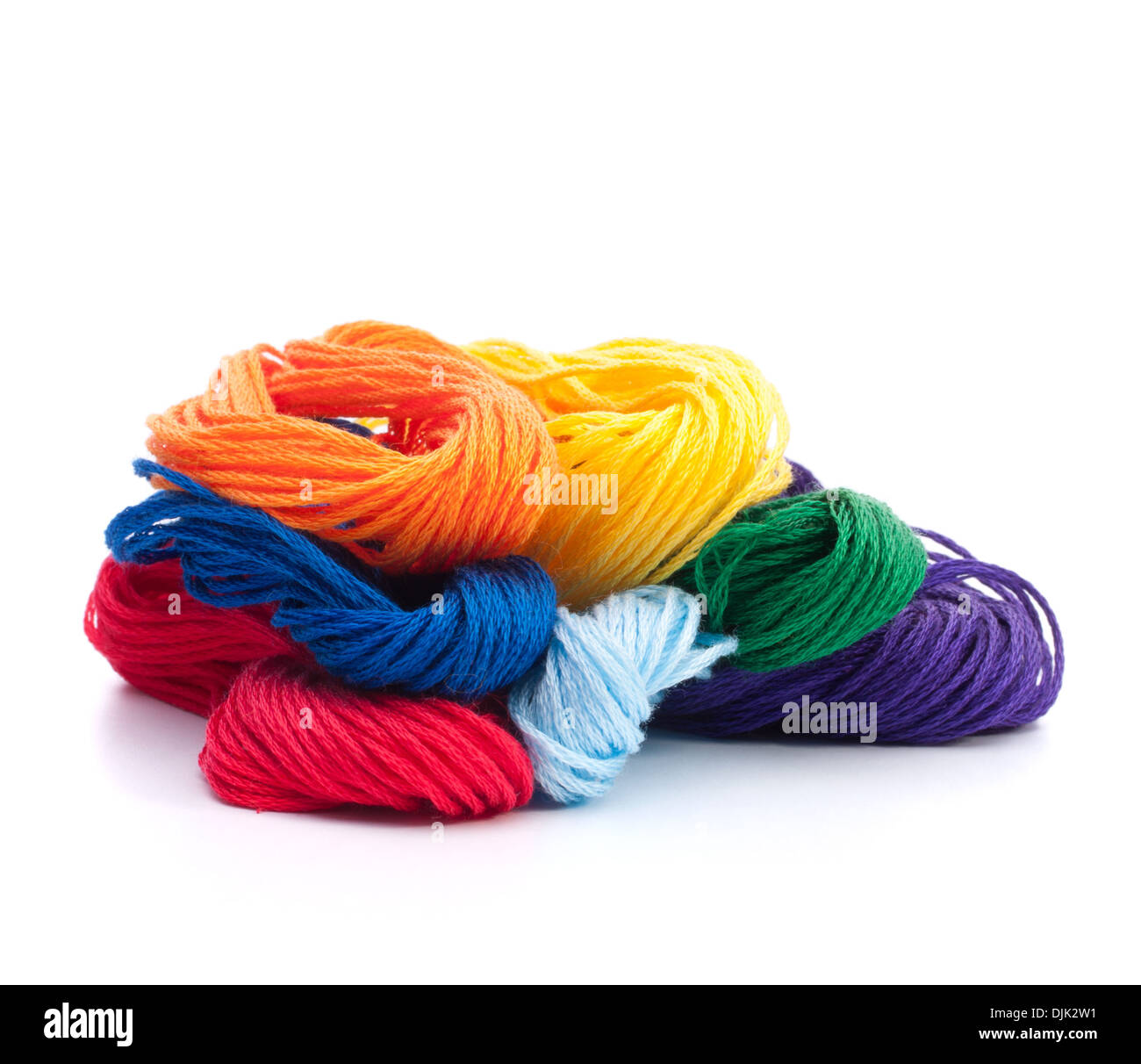 Color threads bunch isolated on white background cutout Stock Photo - Alamy