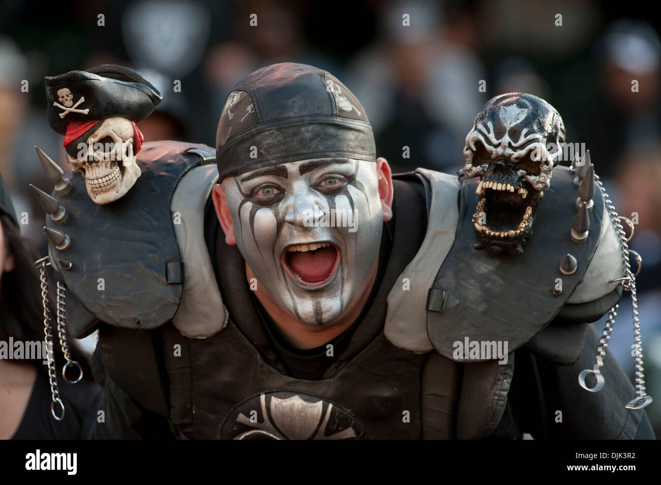 Aug 28, 2010 - Oakland, California, U.S. - Skull man roots for the ...