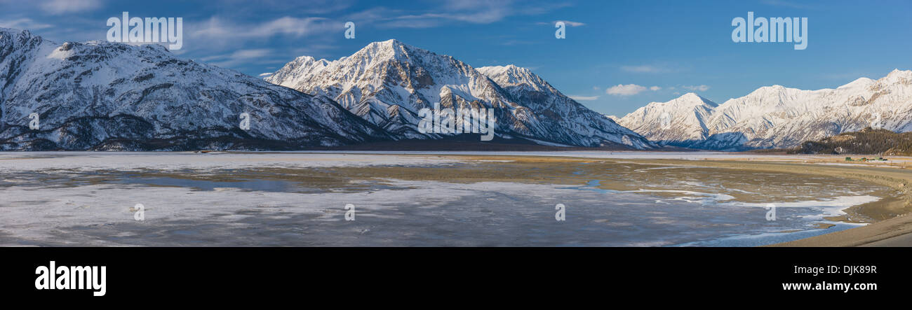 Panoramic Of The Coastal Mountains And Kluane Lake Along The Alcan ...