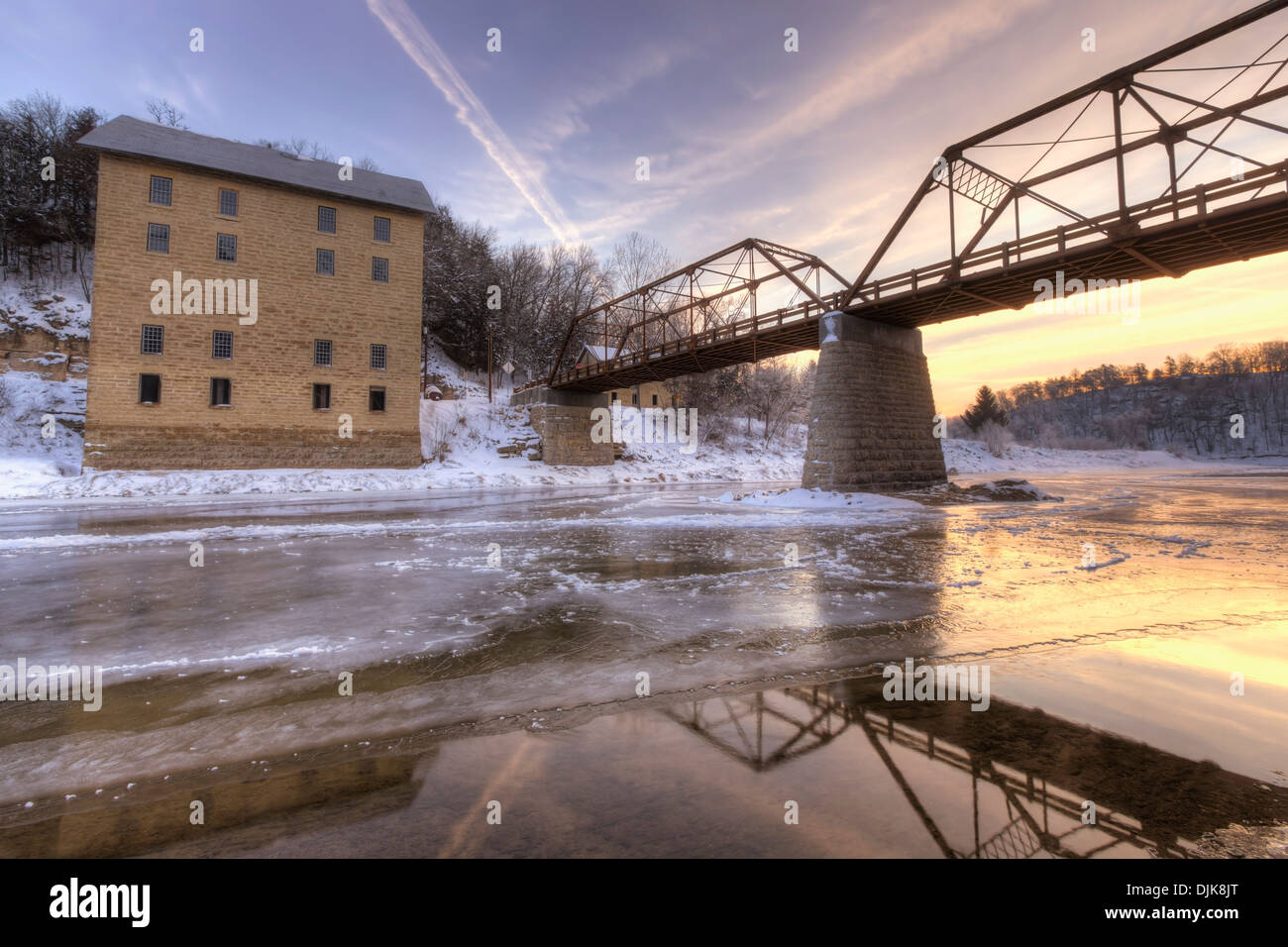 New Bridge And Motor Mill Reflecting In The Turkey River, Clayton ...