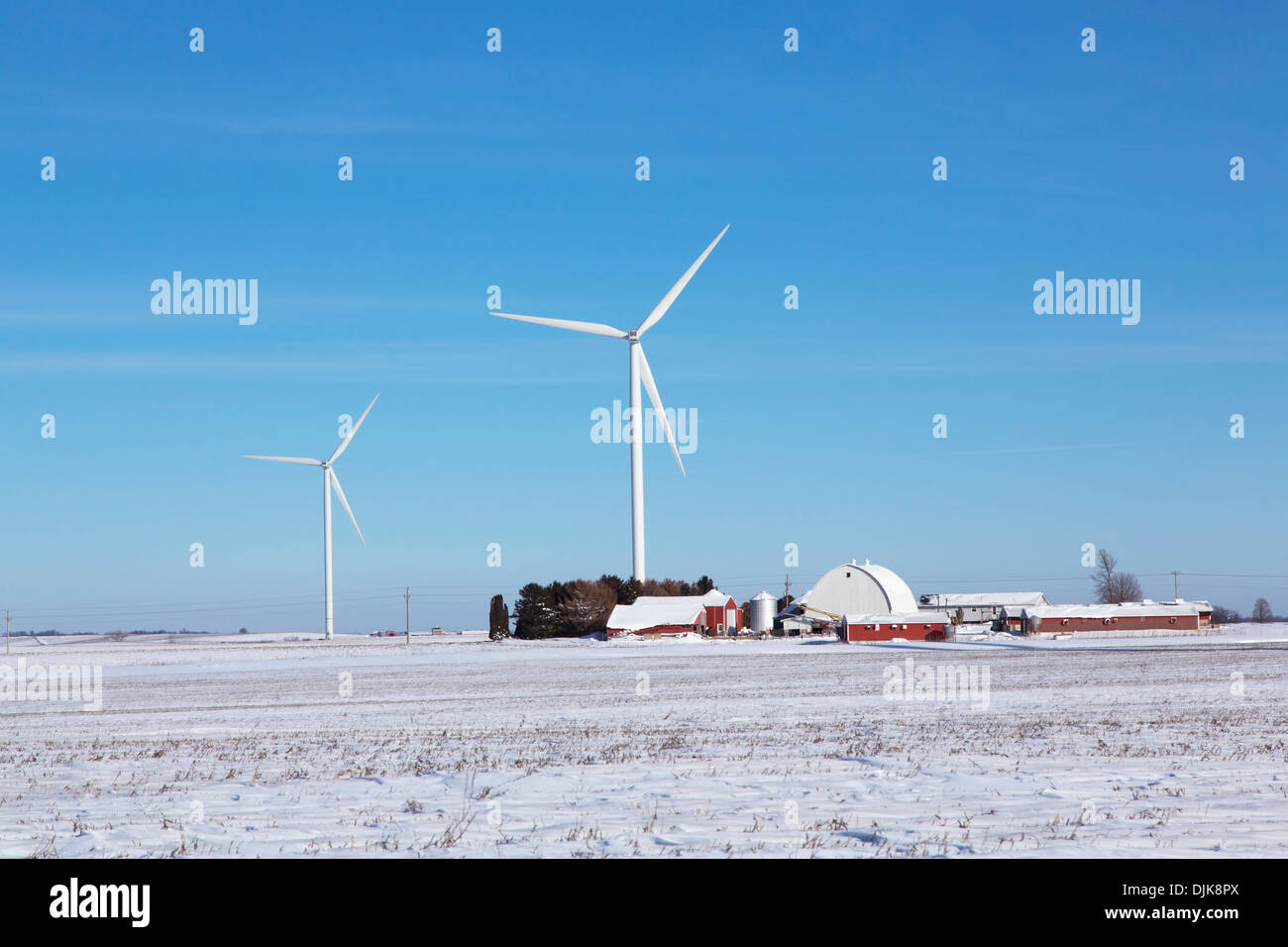 Wind Turbines From The Elk Wind Energy Farm Rising Above A Farm And The ...