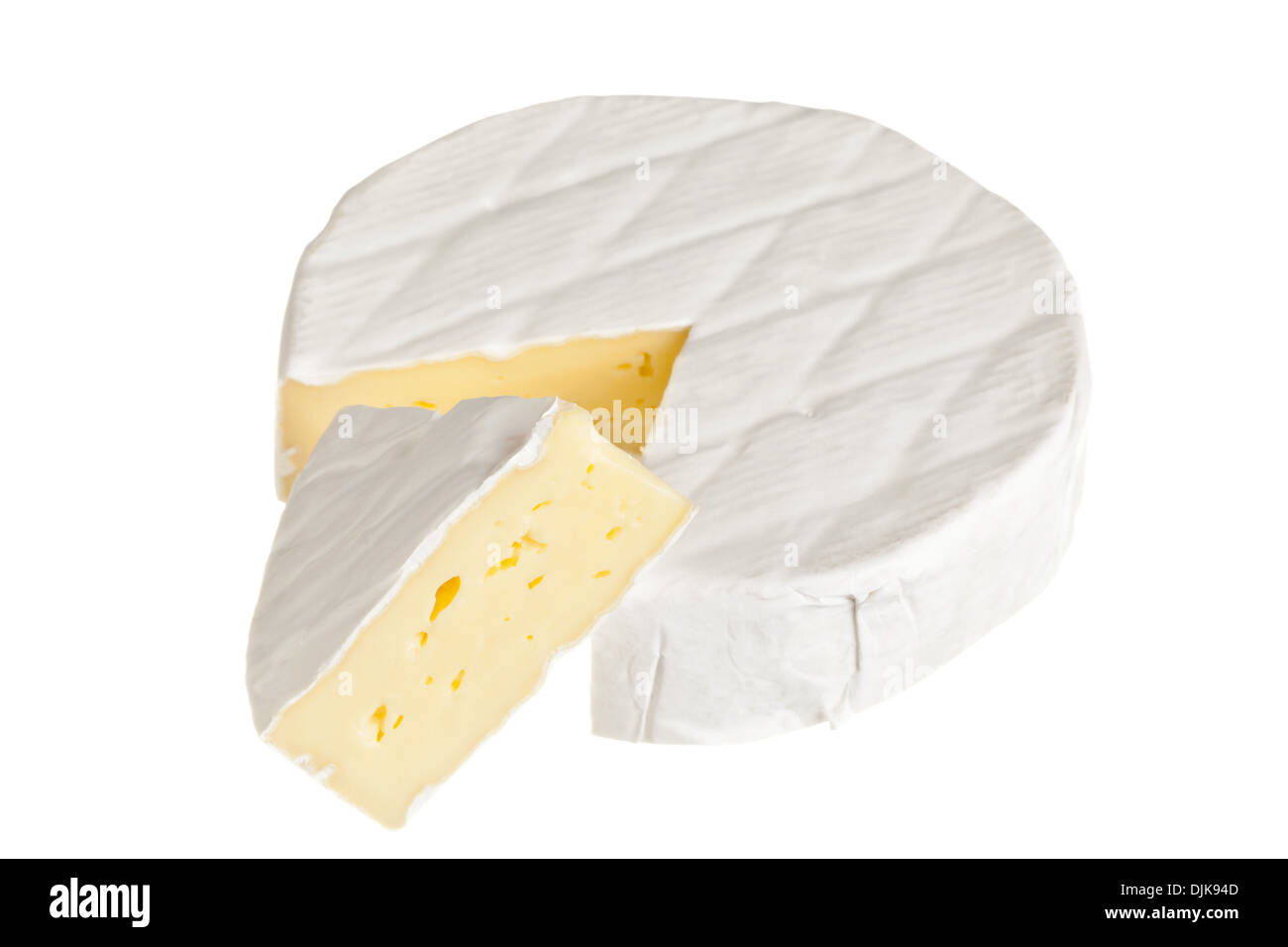 Camembert cheese sliced isolated on white background Stock Photo - Alamy