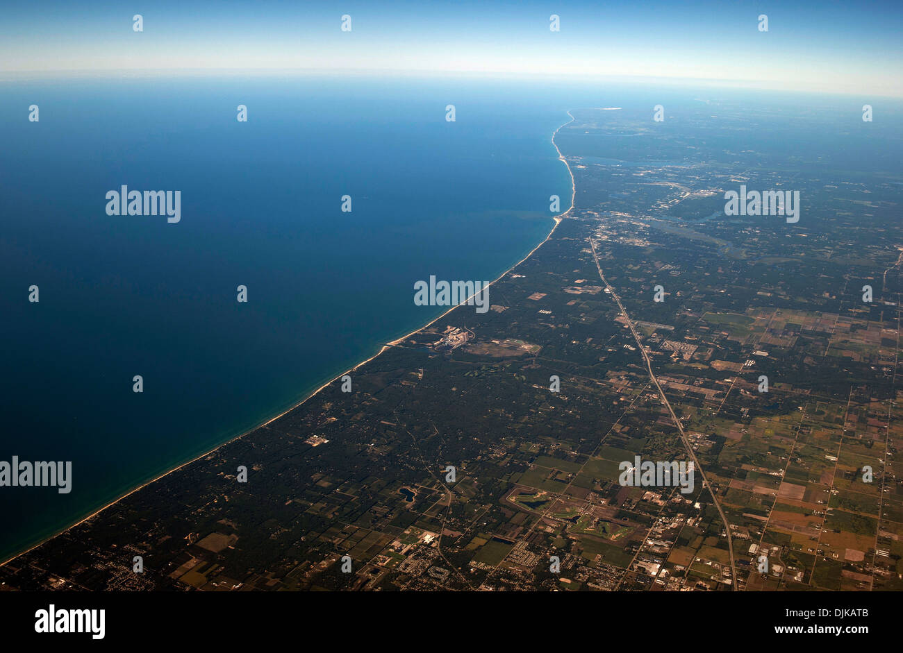 Michigan shoreline from the air, USA Stock Photo - Alamy