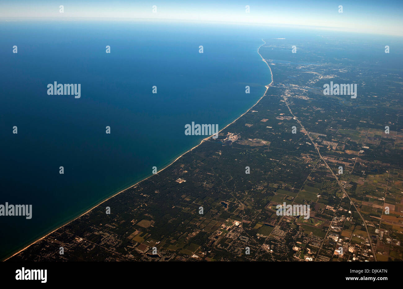 Michigan shoreline from the air, USA Stock Photo - Alamy