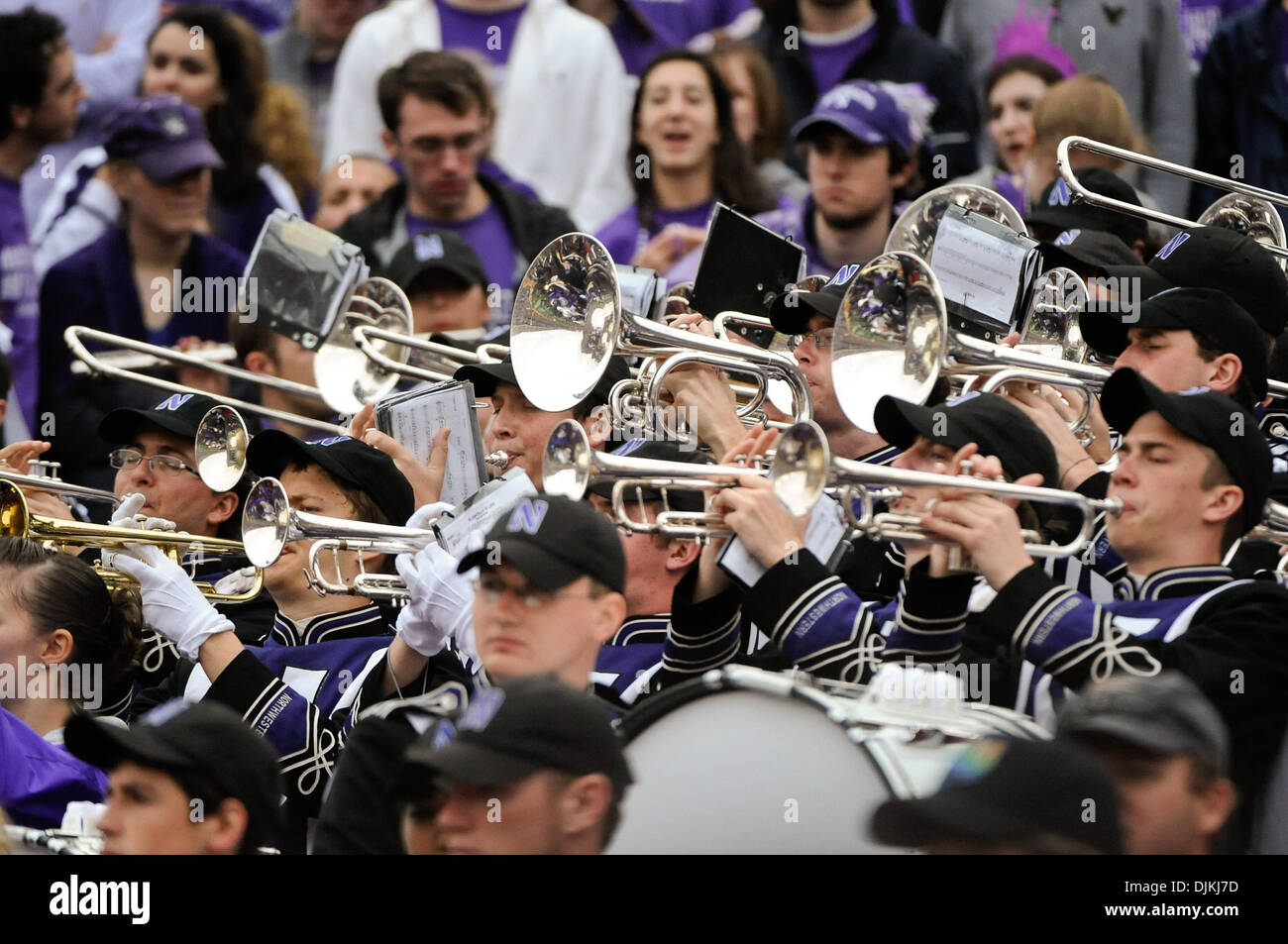 The Northwestern Marching Band rallies the crowd during second half ...