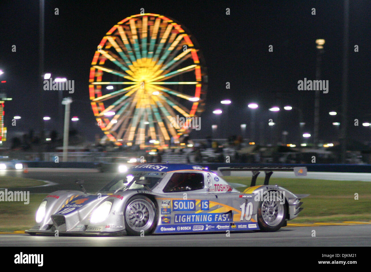 The No. 10 Ford Dallara races through the infield section during the ...