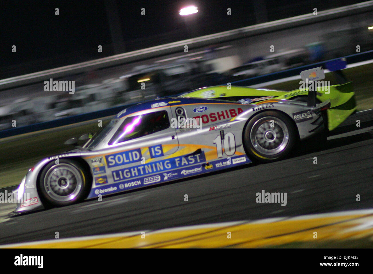 The No. 10 Ford Dallara races through the infield section during the ...