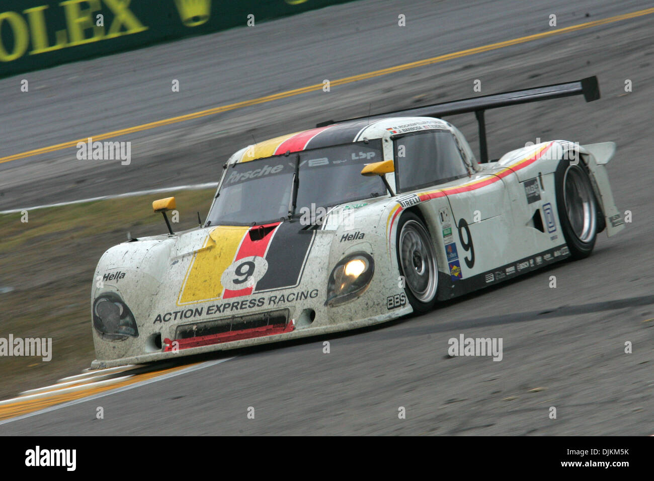 The No. 9 Porsche Riley races through the chicane section during the ...