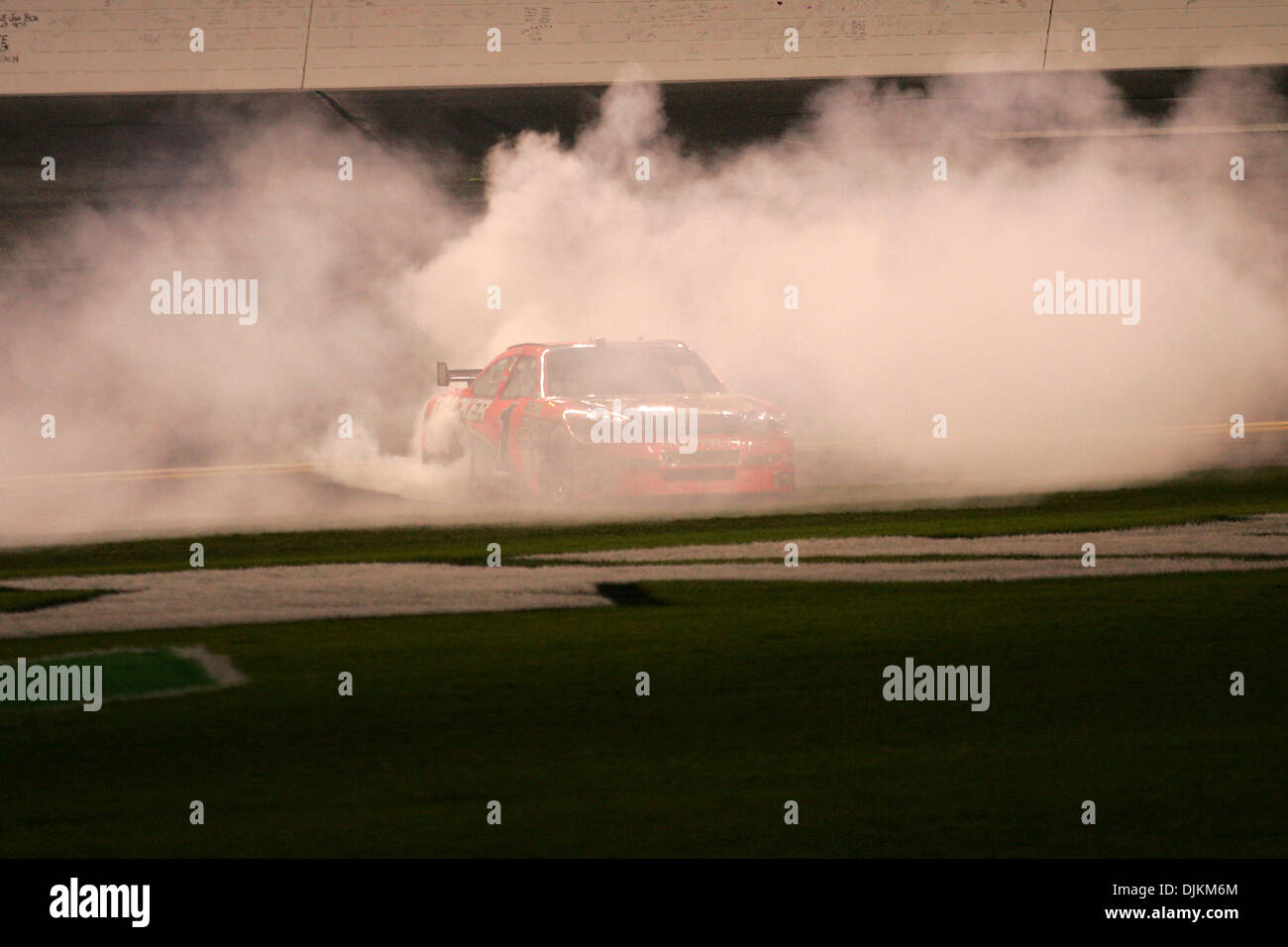 Jamie McMurray does a burnout following a win in the Daytona 500 at the ...