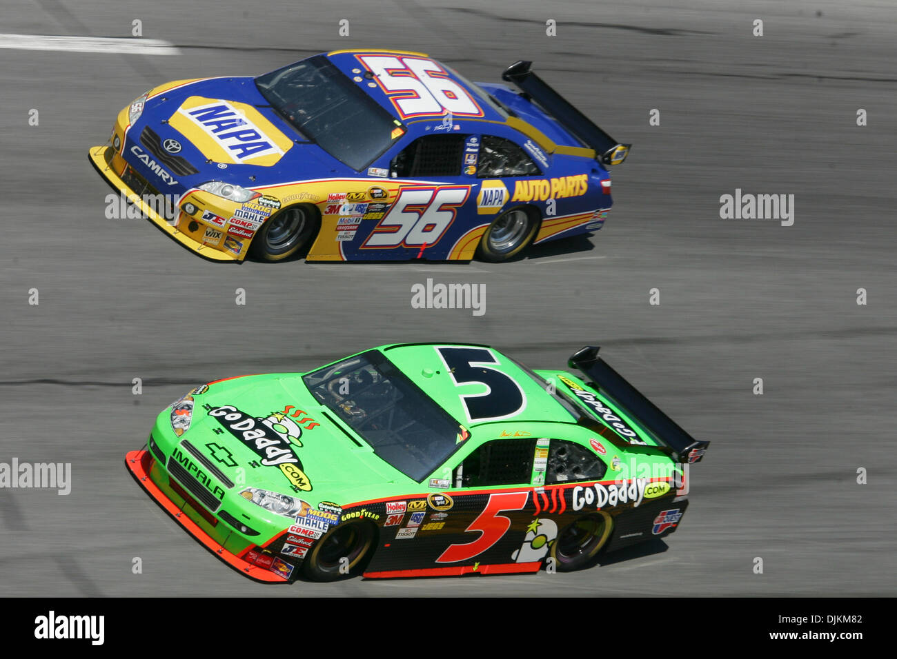 Mark Martin (5) and Martin Truex Jr. (56) race during the Daytona 500 ...