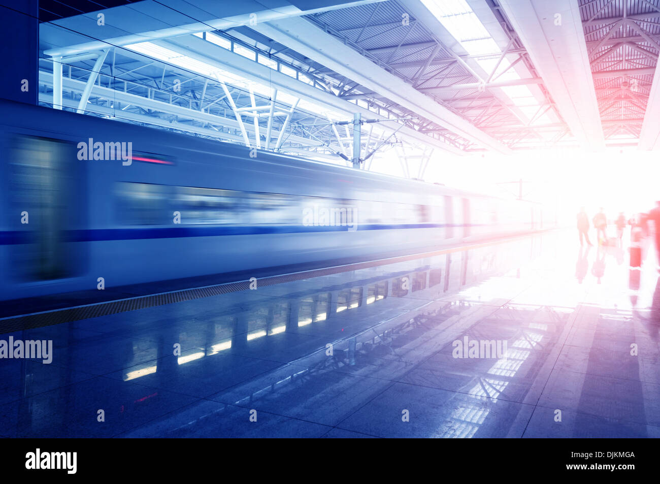 train stop at railway station Stock Photo - Alamy