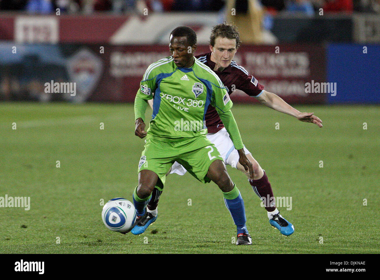 Seattle's Sanna Nyassi (23) and Colorado defender Danny Earls (2 ...
