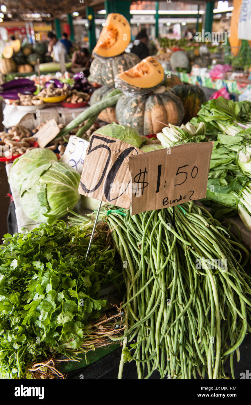 Piles of fruit and vegetables in Suva Municipal Market, a large fruit ...