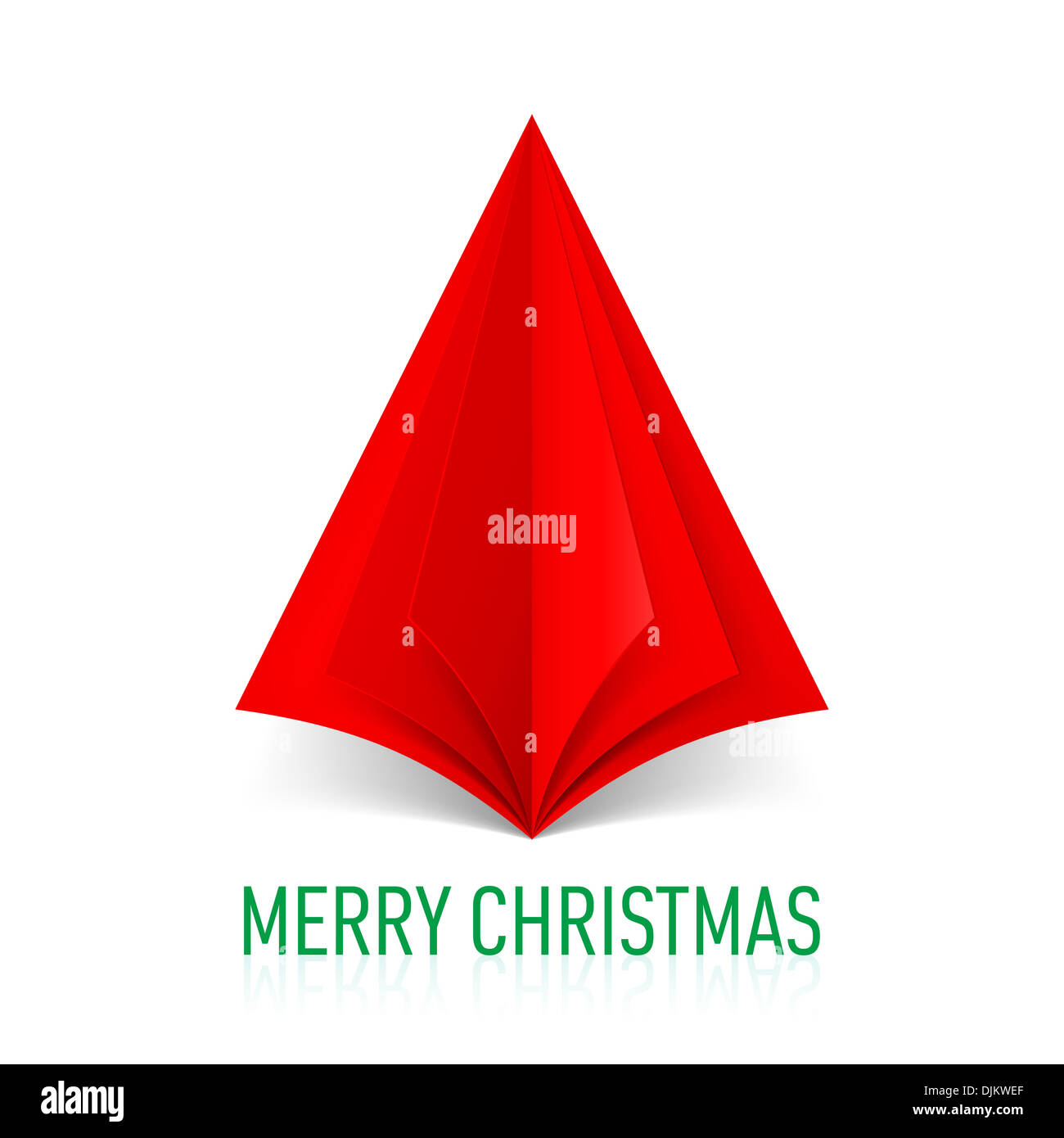 Abstract red paper Christmas tree on white background. Greeting card ...