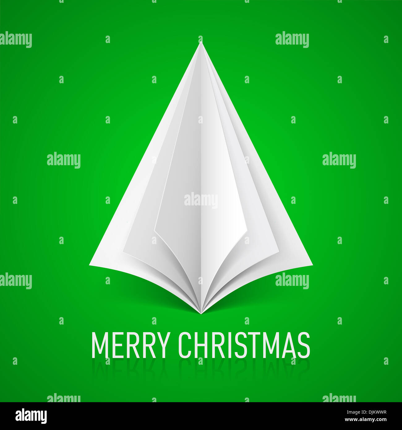 Abstract green paper Christmas tree on white background. Greeting card ...