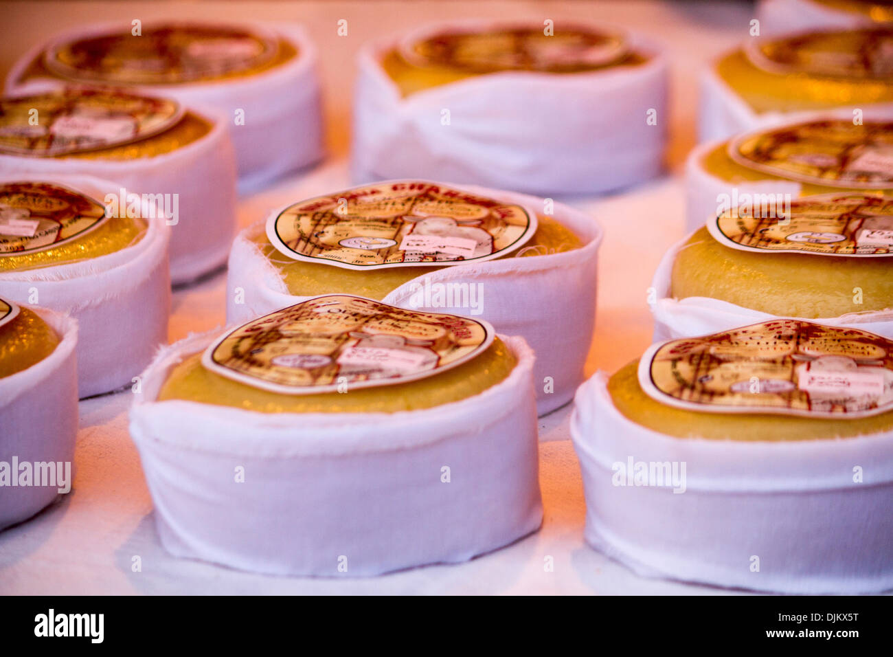 Close view of traditional portuguese sheep cheese on display Stock ...