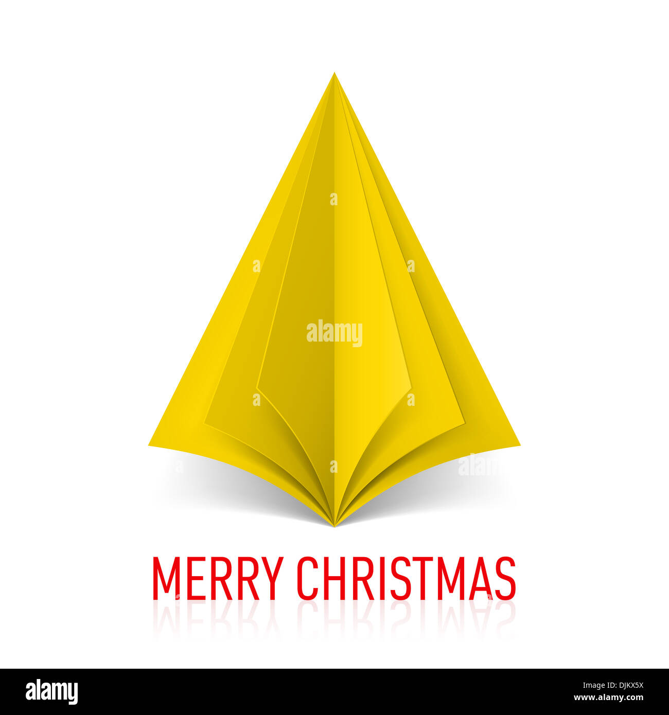 Abstract yellow paper Christmas tree on white background. Greeting card ...