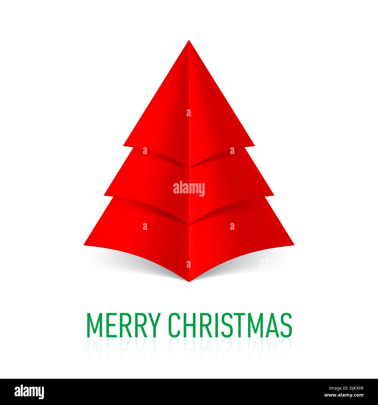 Abstract red paper Christmas tree on white background Stock Photo - Alamy