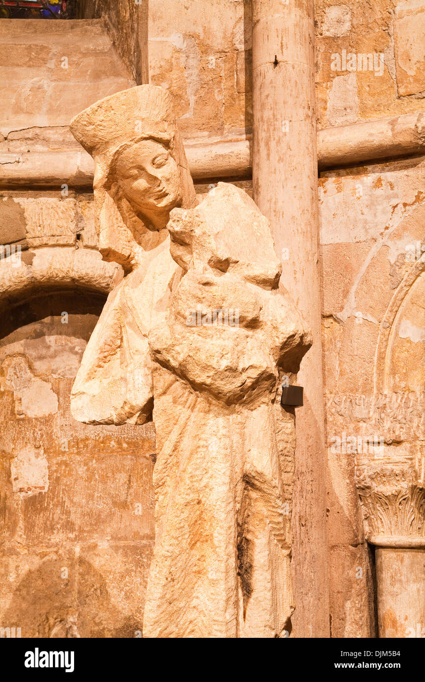 An unfinished statue of a Madonna and Child dating from the 13th ...
