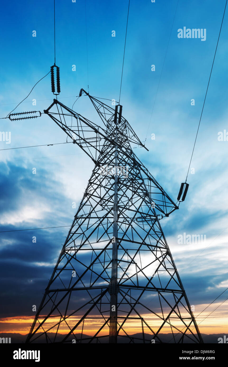 Power tower in the sky background Stock Photo - Alamy