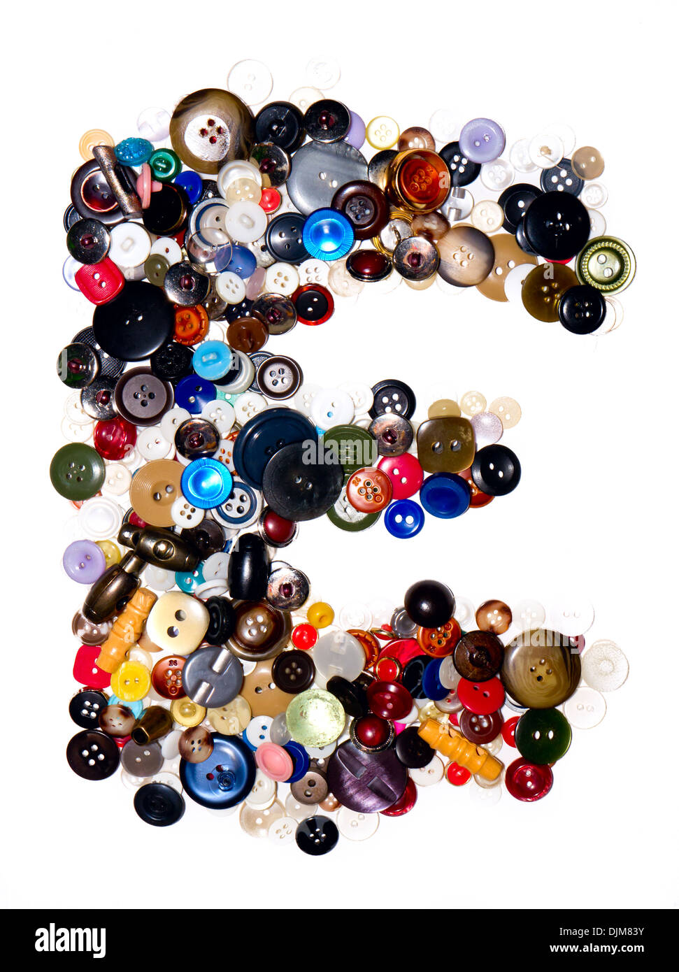 Letter E (Buttons Stock Photo - Alamy