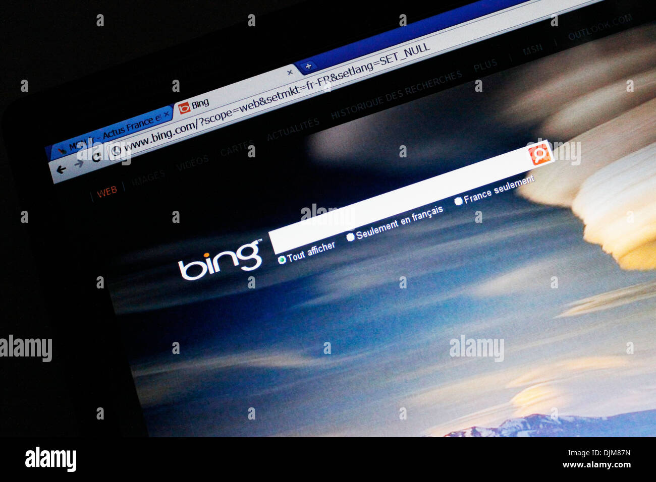 French website of Bing, Search Engine Stock Photo - Alamy