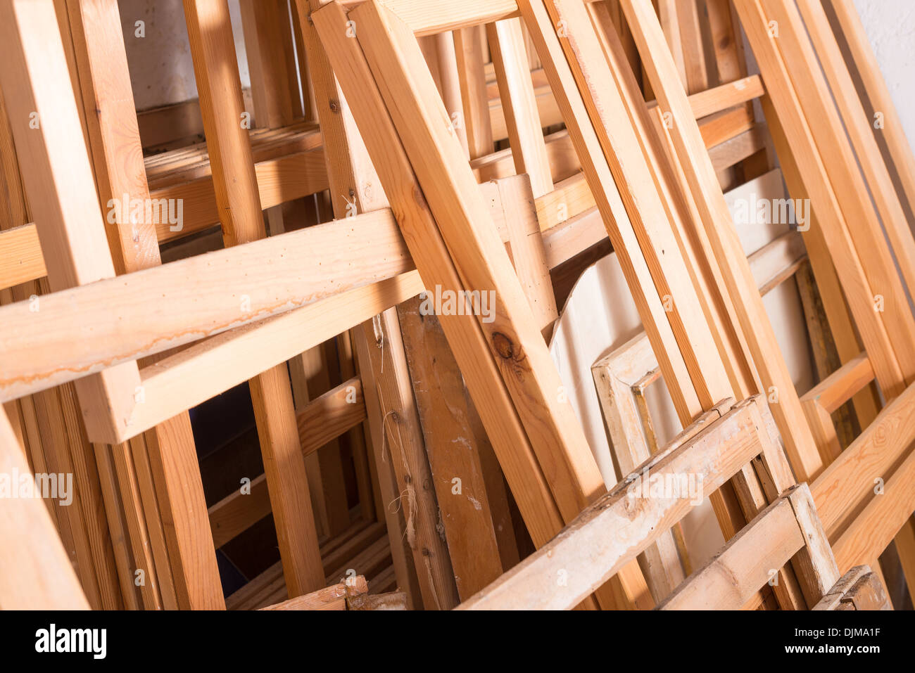 Wooden laths ready to be turned into easels Stock Photo - Alamy