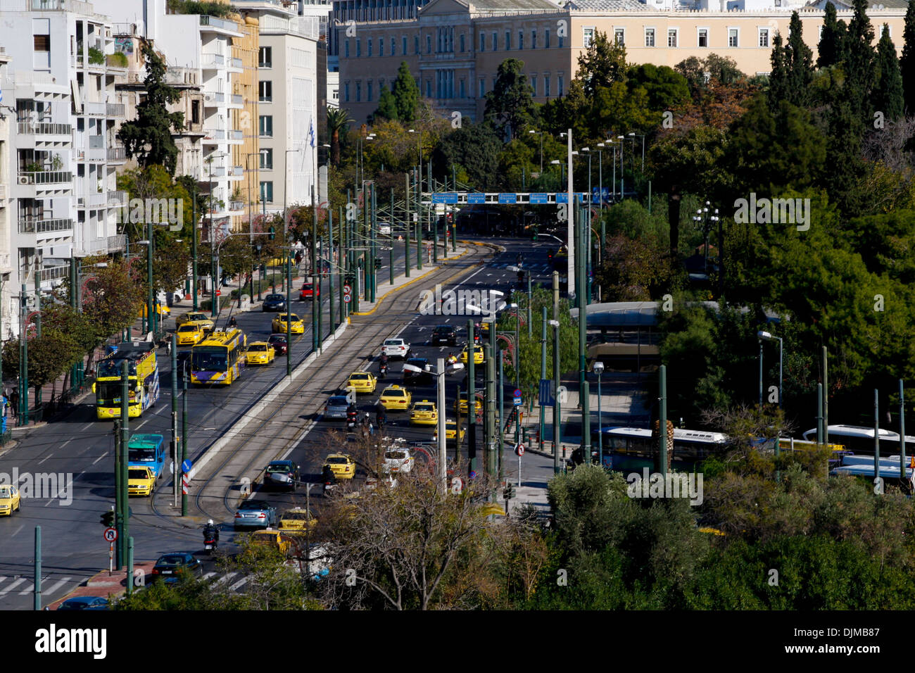 Streets of Athens. The historic center of Athens from Hotel rooftops ...