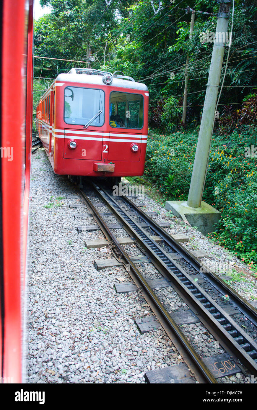 Rio de Janeiro, Brazil: Famous train "Trem do Corcovado" travelling up ...