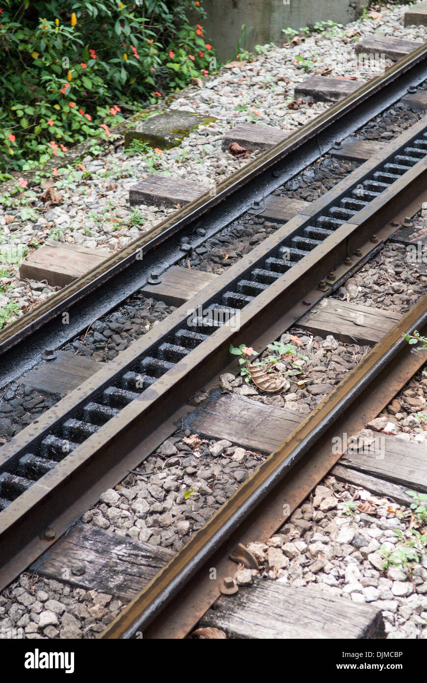 Rio de Janeiro, Brazil: Railway track and rack belonging to the famous ...