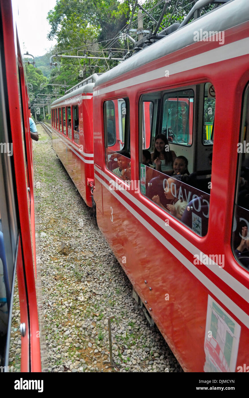 Rio de Janeiro, Brazil: Famous train "Trem do Corcovado" travelling up ...