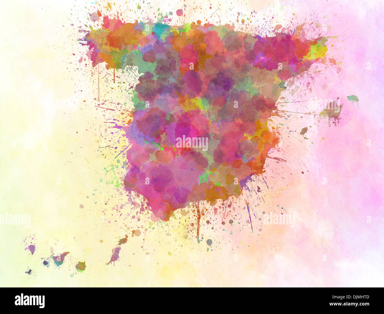 Spain map watercolor style splash Stock Photo - Alamy