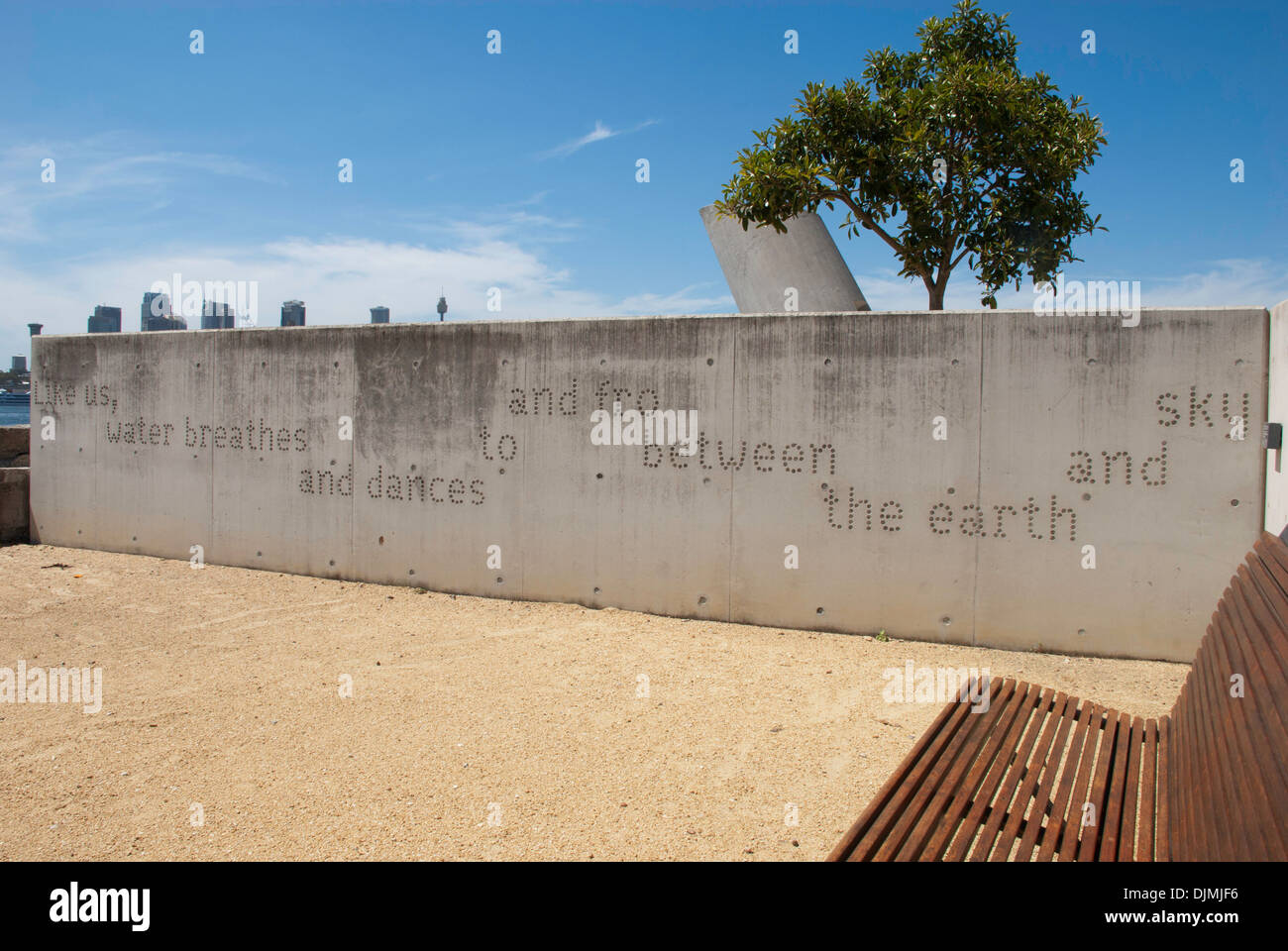 Public artwork at Ballast Point Park, Balmain, Sydney. Poem in concrete ...
