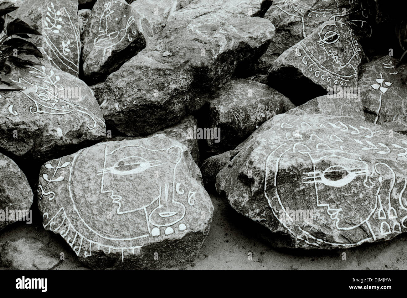 Rock art in Fort Kochi Cochin in Kerala in India in South Asia ...
