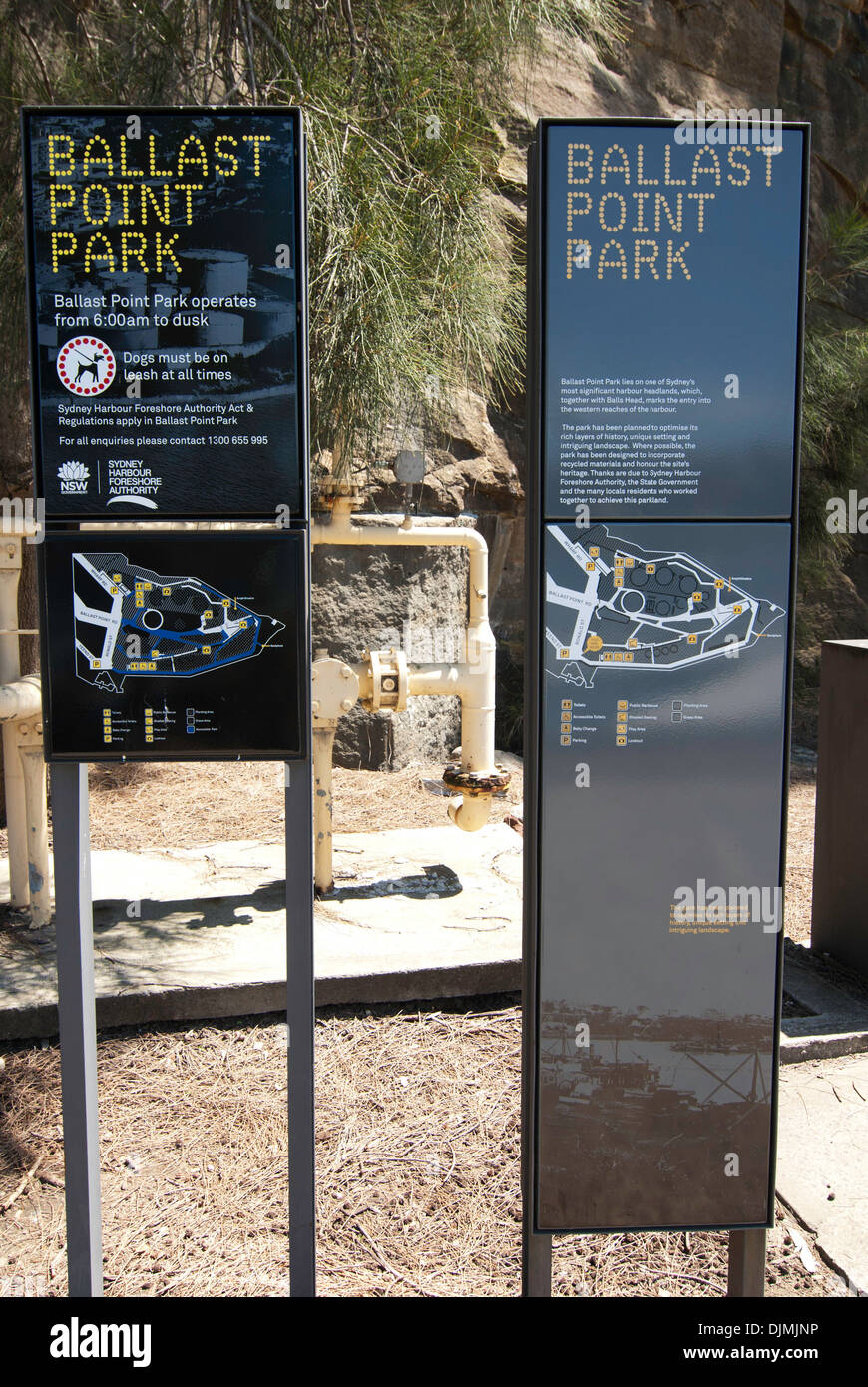 Signage for Ballast Point Park, Balmain, Sydney, Australia Stock Photo ...