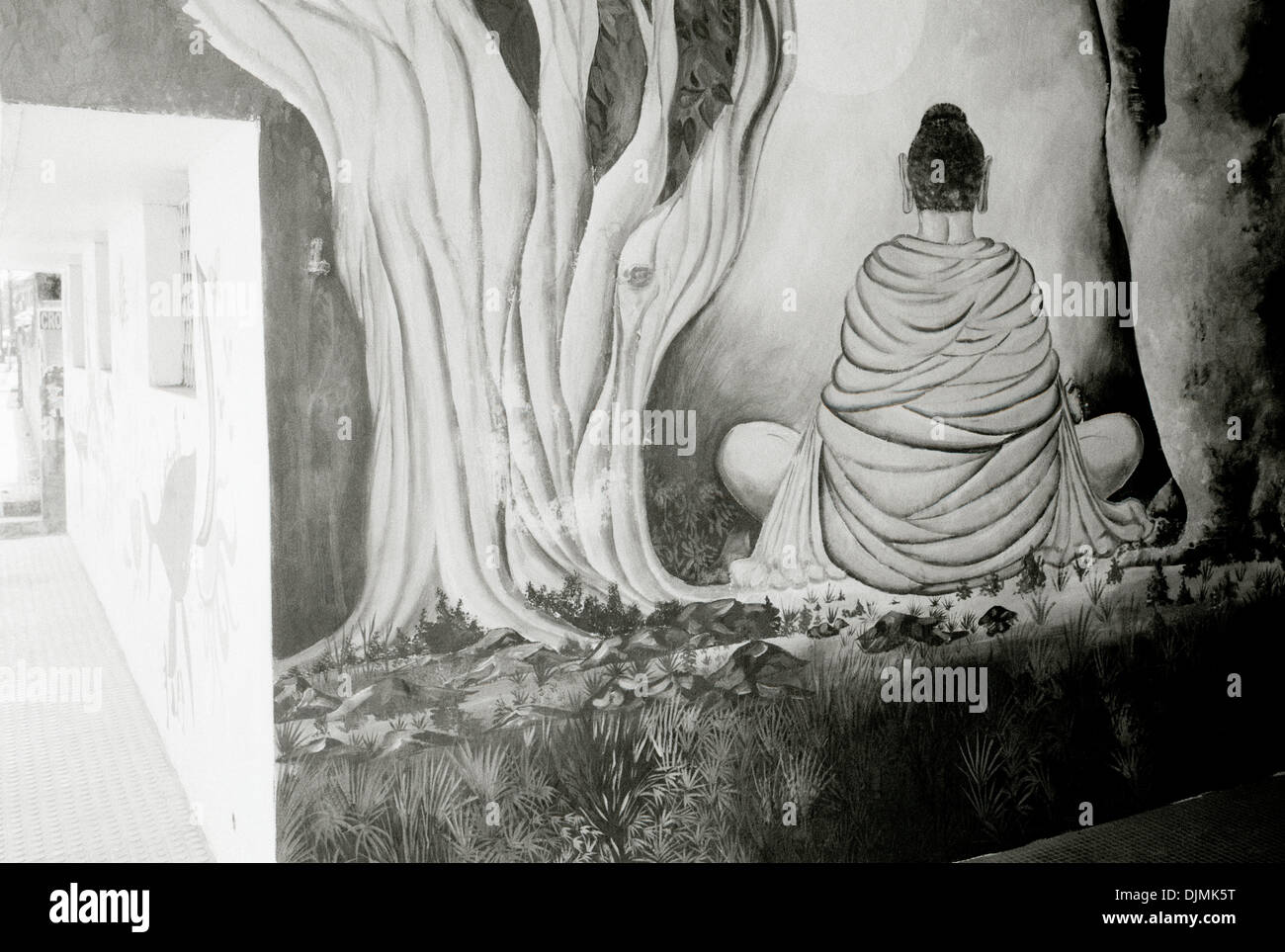 Buddhist urban street graffiti art in Fort Kochi Cochin in Kerala in ...