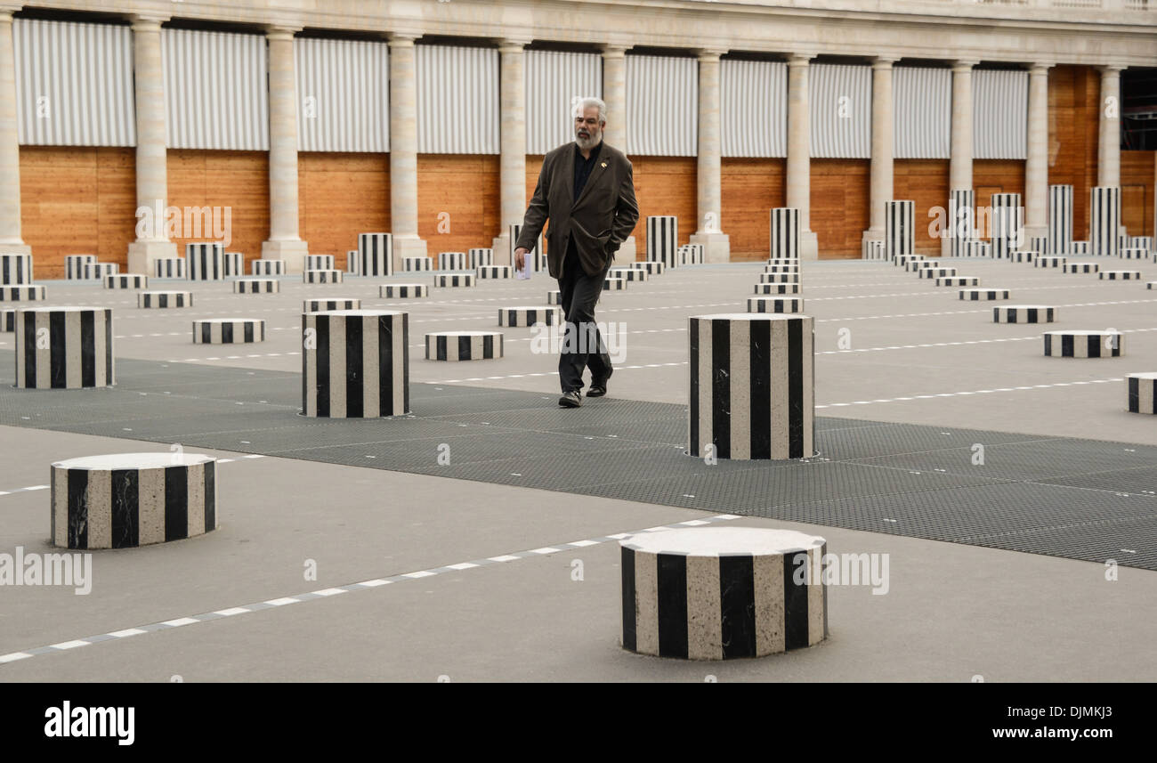 Les Deux Plateaux or Colonnes de Buren at in the inner courtyard Palais ... Les Deux Plateaux or Colonnes de Buren at in the inner courtyard Palais ...