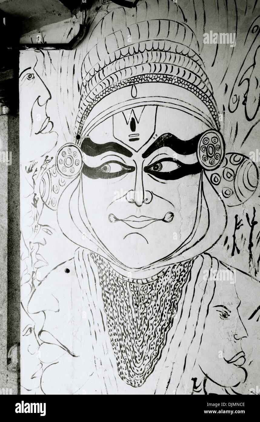 Urban street graffiti art in Fort Kochi Cochin in Kerala in India in ...