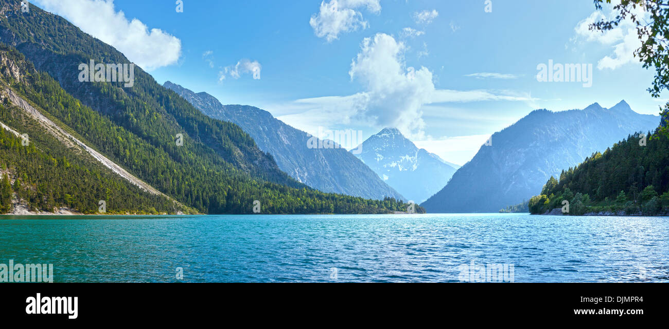 Plansee lake summer panorama with snow on mount top (Austria Stock ...