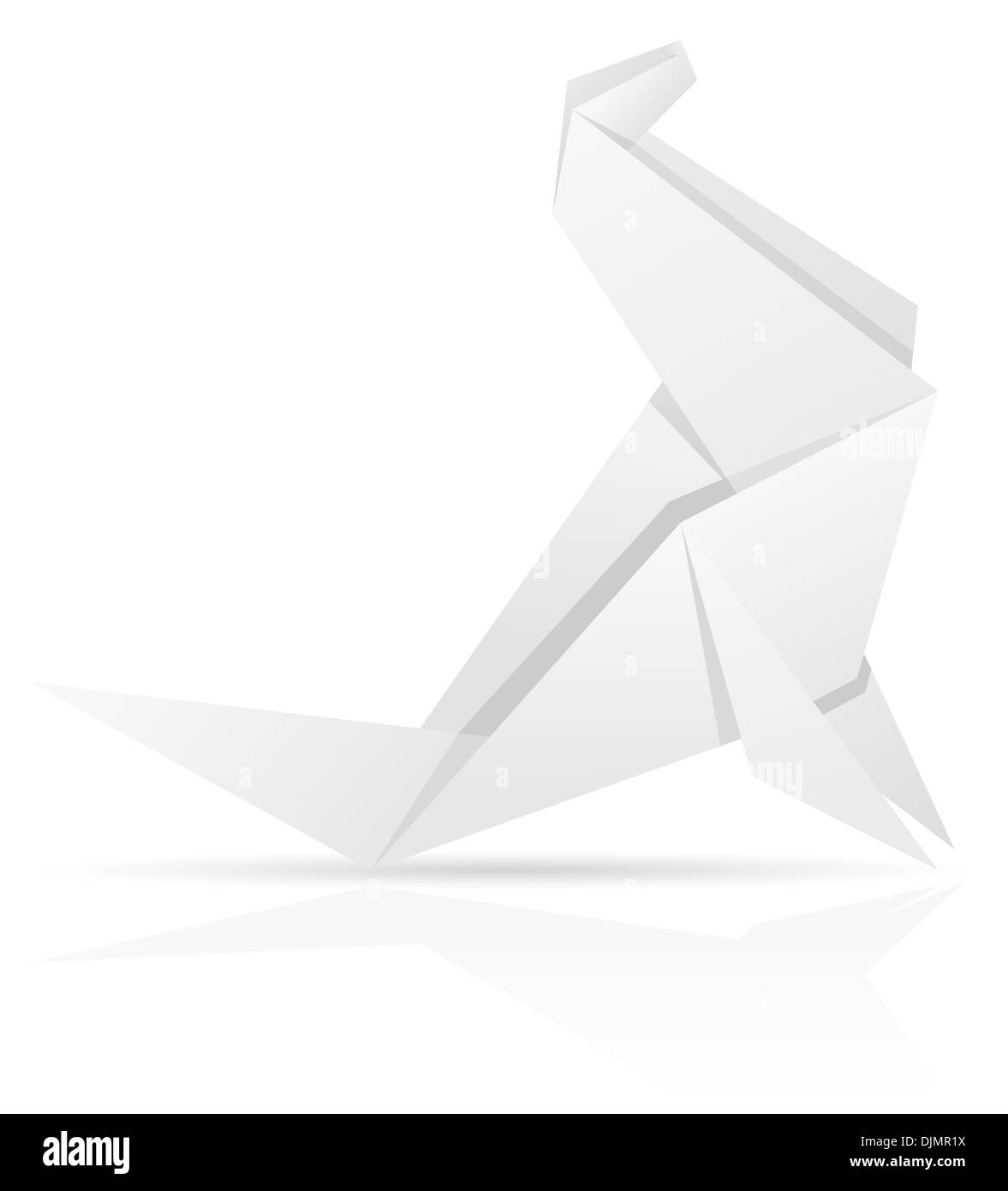 origami paper sea calf illustration isolated on white background Stock ...