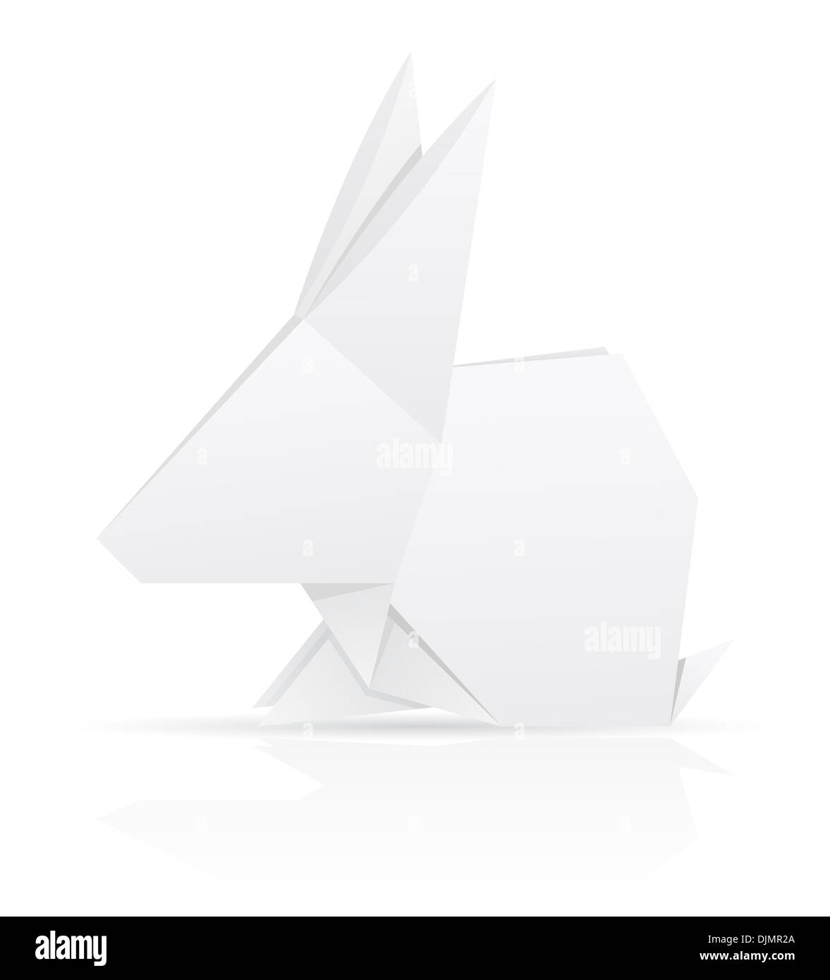 origami paper rabbit illustration isolated on white background Stock ...